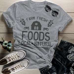 Women's Farming T Shirt Farm Fresh Food Graphic Tee Farmer Shirts ...