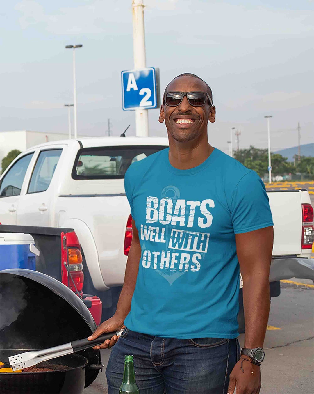 Men's Funny Boater Shirt Boats Well With Others T Shirt Gift for Him ...