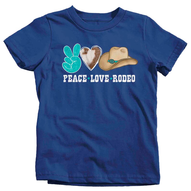 Kids Peace Love Rodeo Shirt Cowboy Hat T Shirt Rodeo Wild West - Etsy