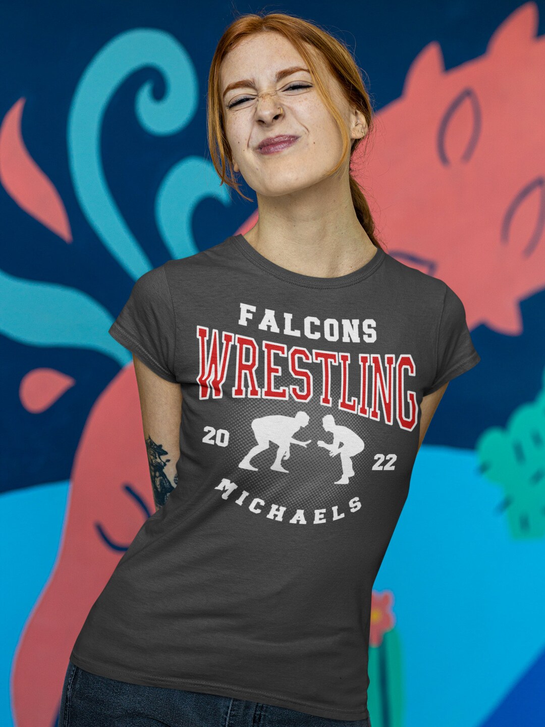 Women's Personalized Wrestling Shirt Custom Wrestle Tee Wrestler Team T ...