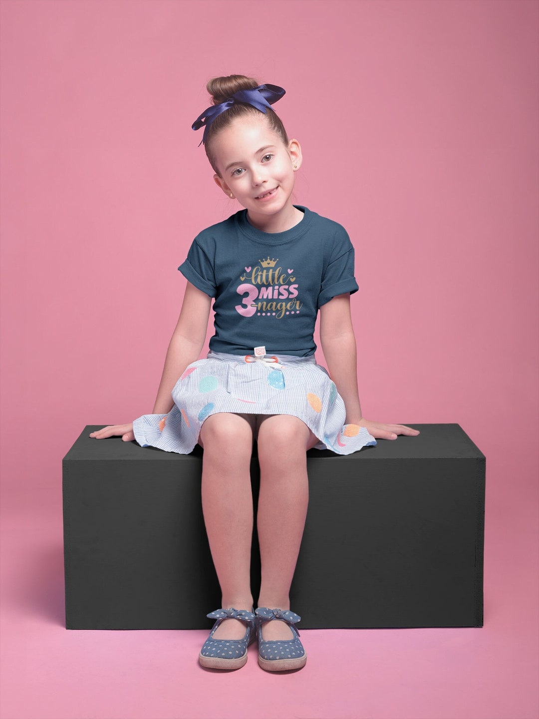 Girl's 3rd Birthday Shirt Little Miss 3-nager Crown Tshirt Gift Idea ...