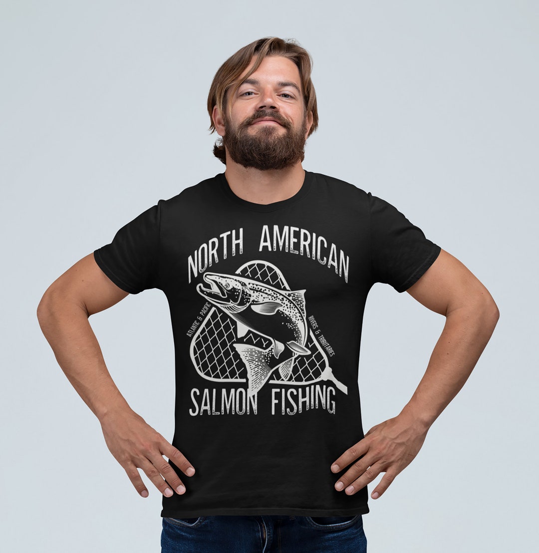 Men's Salmon Fishing T Shirt North American Salmon Shirts Vintage T ...