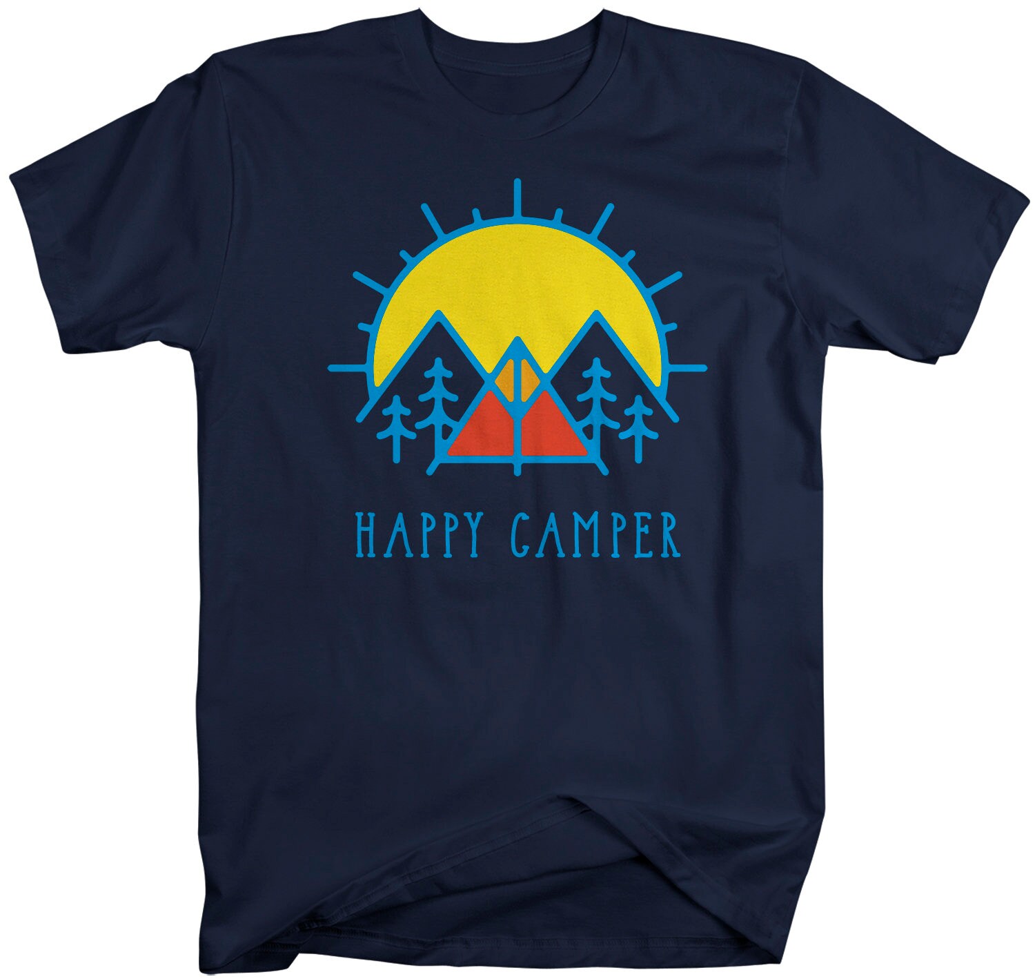 Men's Happy Camper T Shirt Hipster Shirt Linear Camping | Etsy