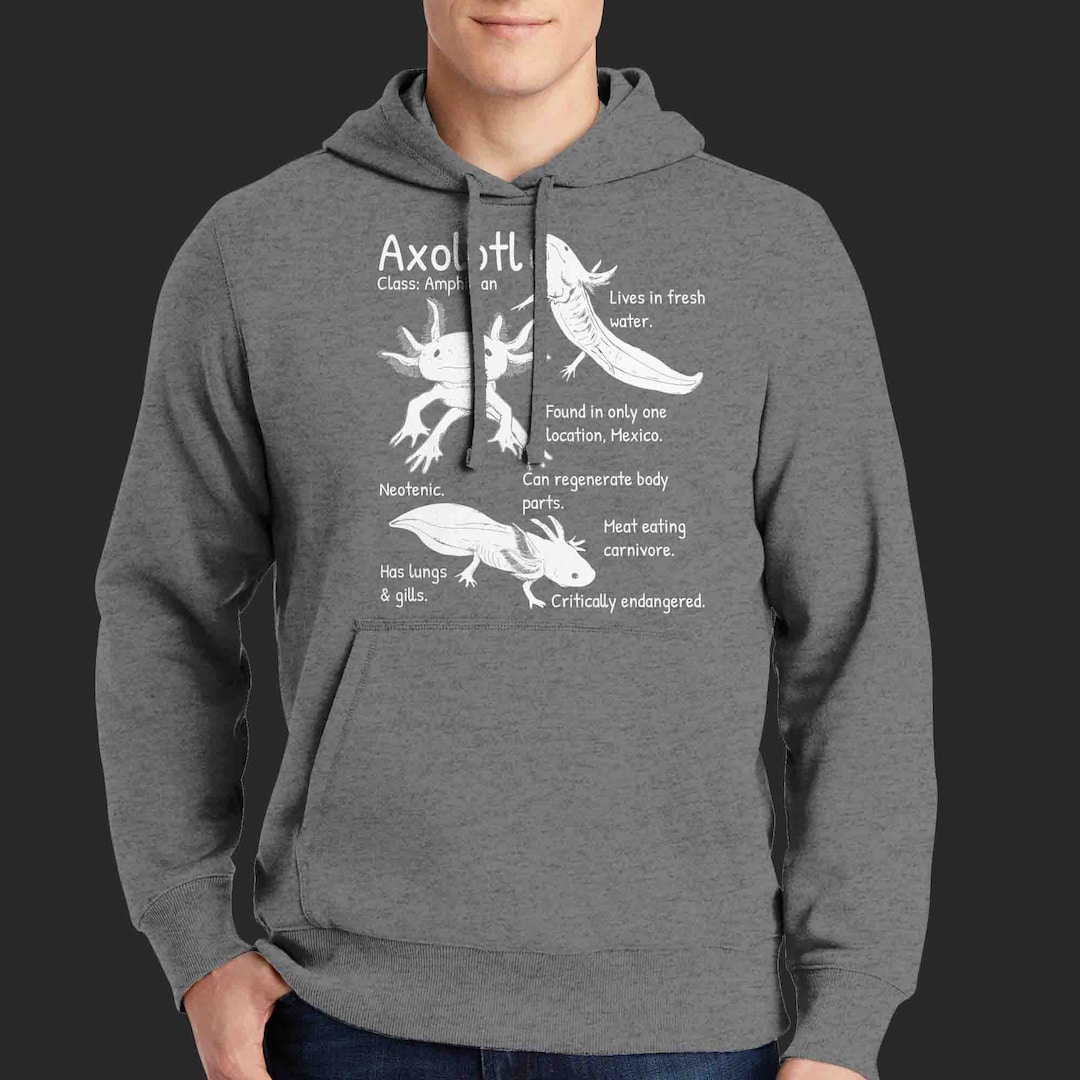 Axolotl Sport-tek Hoodie Amphibian Sweatshirt Facts Species Hooded ...