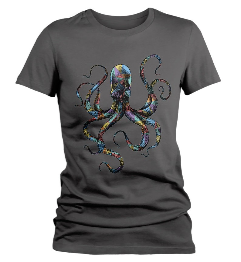 Women's Octopus T Shirt Hand Drawn Vintage Hipster Shirts Octopus ...