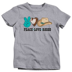 Kids Peace Love Rodeo Shirt Cowboy Hat T Shirt Rodeo Wild West Graphic ...