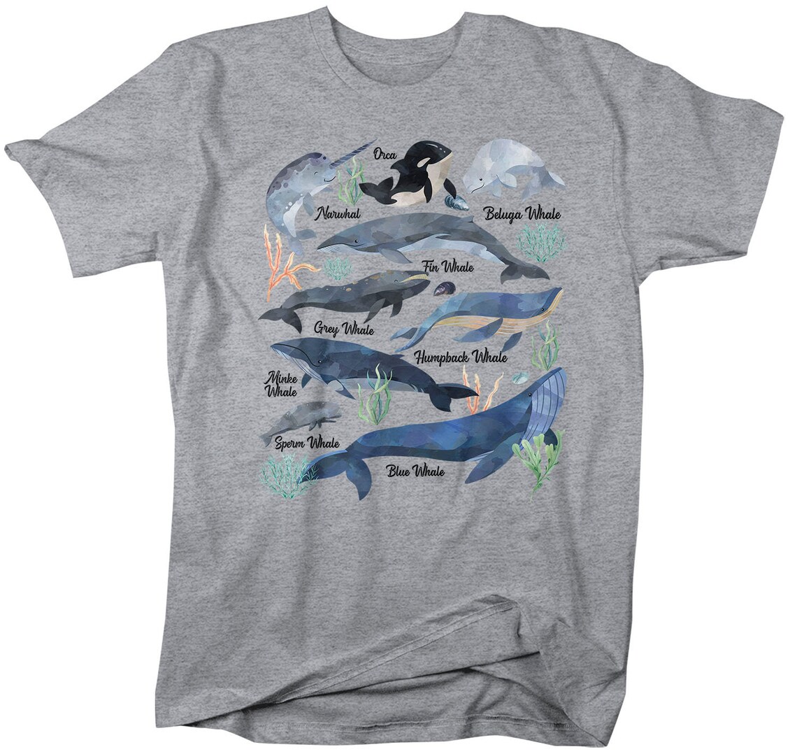 Men's Whale T Shirt Watercolor Whale Shirts Types Of | Etsy