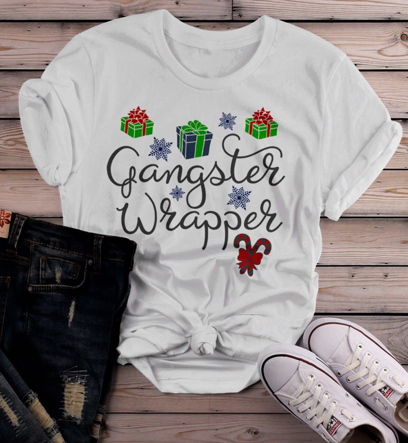 Women's Funny Gangster Wrapper T Shirt Christmas Shirts - Etsy
