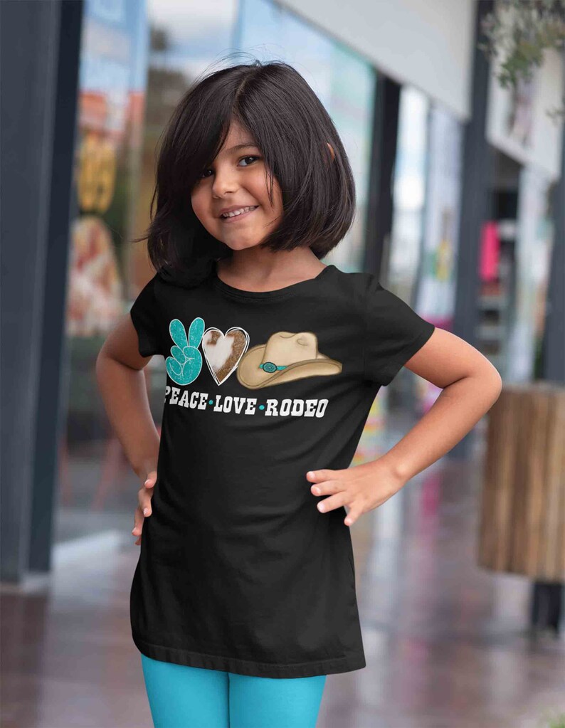 Kids Peace Love Rodeo Shirt Cowboy Hat T Shirt Rodeo Wild West - Etsy