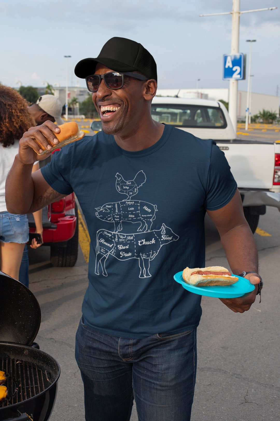 Men's Butcher Shirt Cuts of Meat T Shirt Illustrated Chicken Beef Pork ...