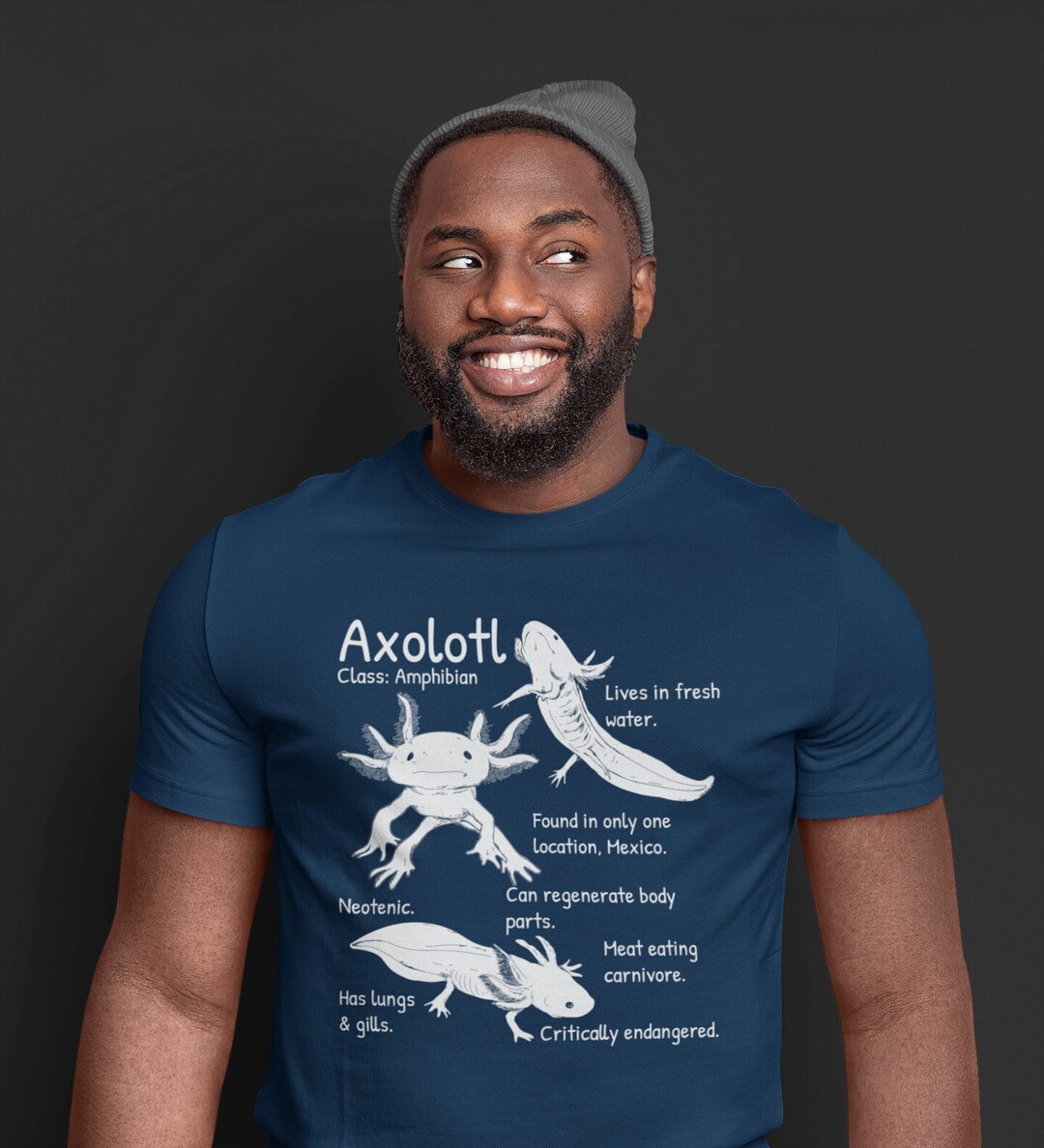 Men's Axolotl Shirt Amphibian T Shirt Facts Species Tshirts Types ...