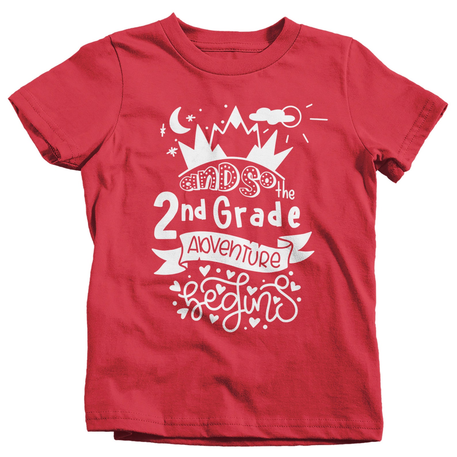 Kids Cute 2nd Grade T Shirt Typography Adventure Begins Shirt - Etsy