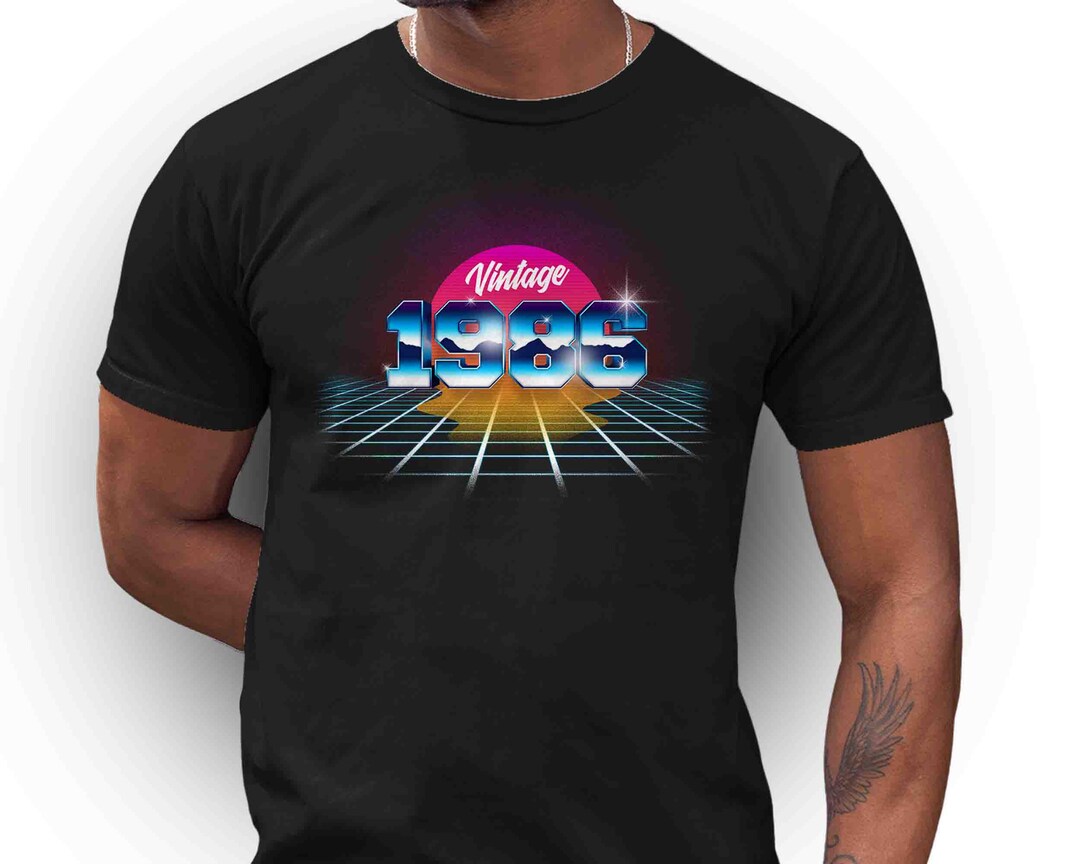 Men's 1986 Retro Synth Wave Birthday Shirt 40th Gift Years Gift Unisex ...