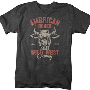 Men's Vintage Rodeo T Shirt American Rodeo Cowboy Shirts Wild West Bull ...