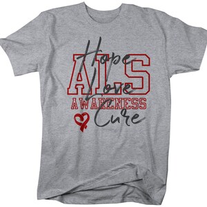 Men's Hope Love Cure ALS T-shirt Red ALS Amyotrophic Lateral Sclerosis ...