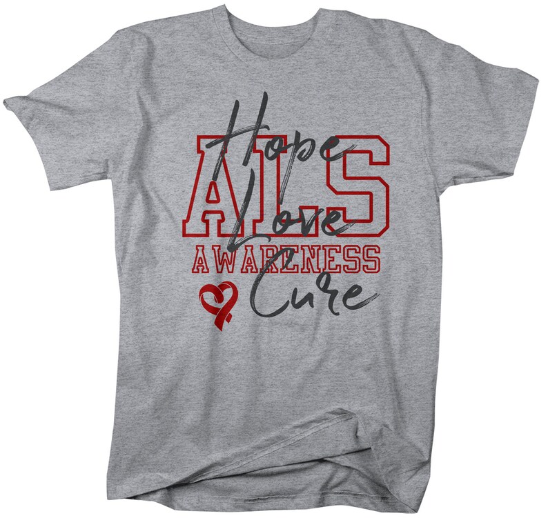 Men's Hope Love Cure ALS T-shirt Red ALS Amyotrophic - Etsy