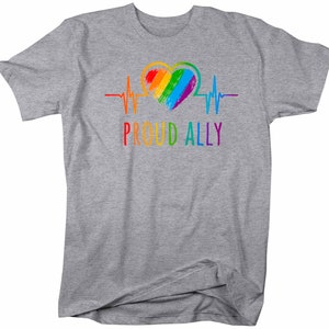 Men's Proud Ally LGBT T Shirt LGBT Support Shirt Friends Heart Shirts ...