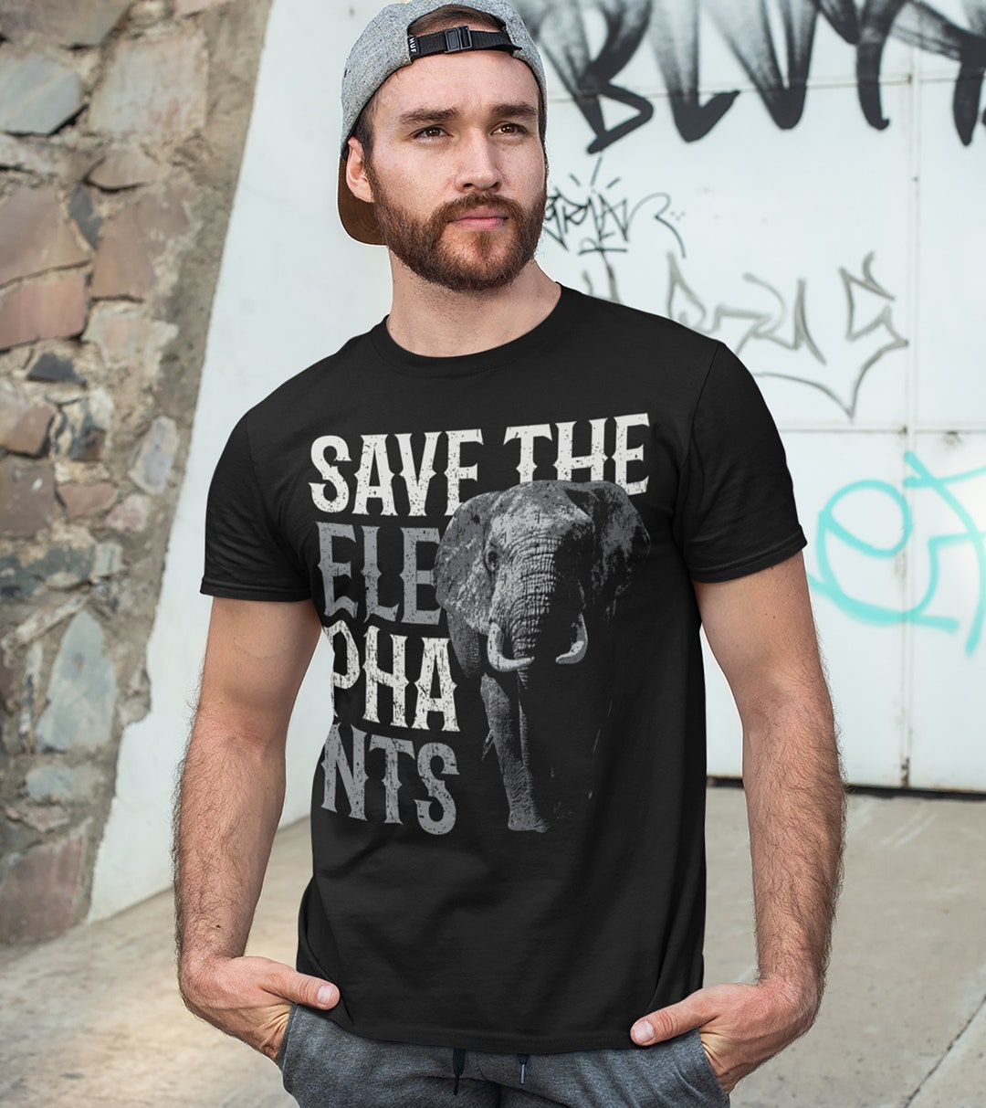 Men's Elephant T Shirt Save the Elephants Shirt Pachyderm Shirts Grunge ...