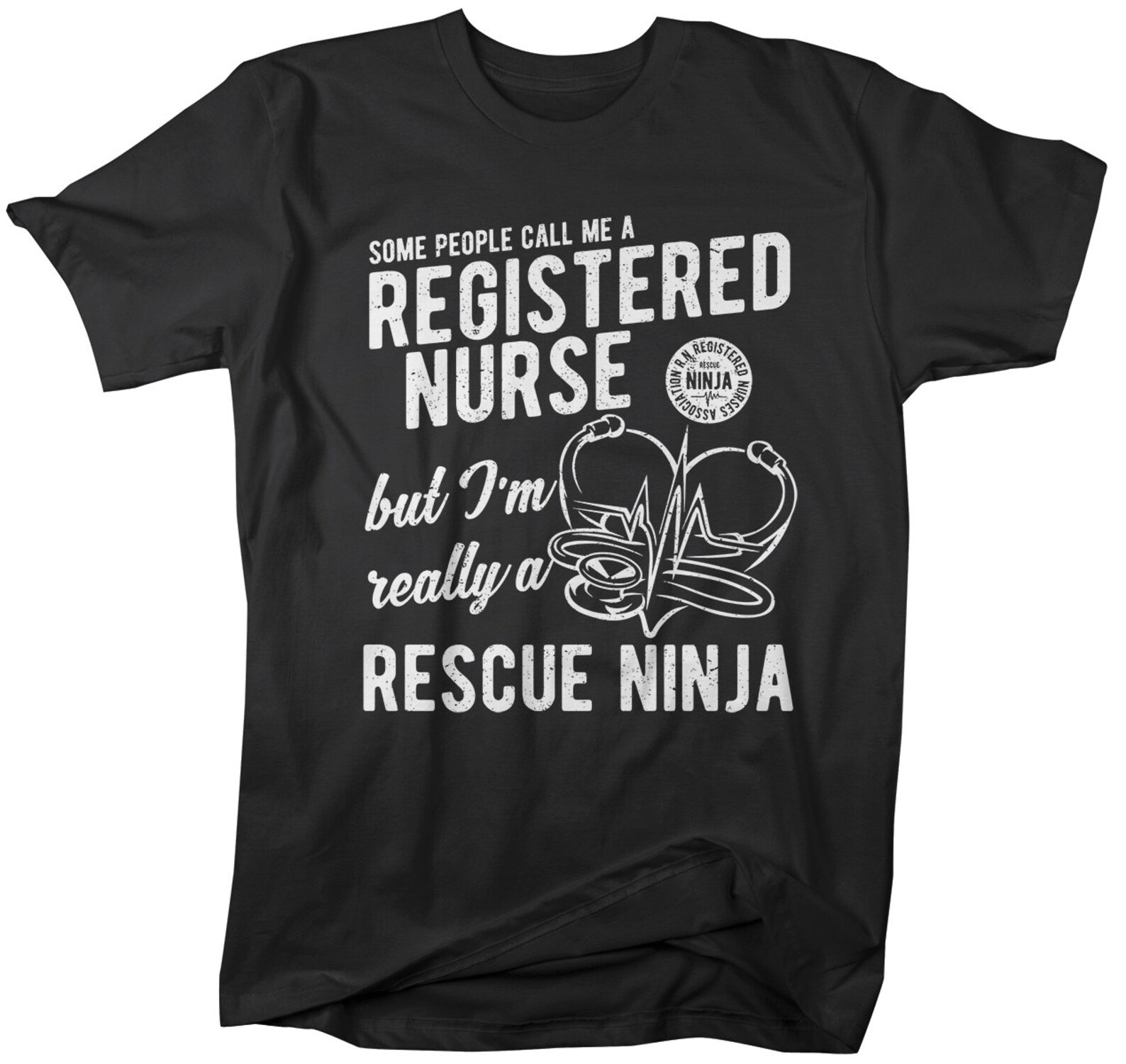 Mens Funny Rn Nurse T Shirt Rescue Ninja Shirt Registered Etsy