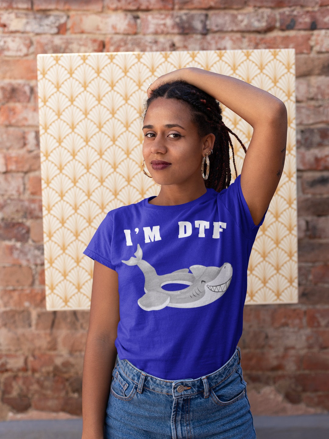 Women's Funny Boating Shirt I'm DTF Float Pool Floatie Boat Shark T ...