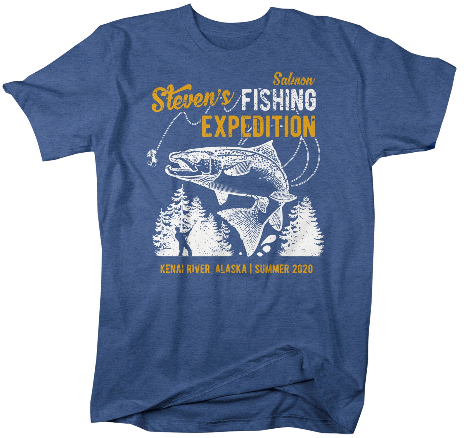 Men's Personalized Salmon Fishing T-shirt Fisherman Trip - Etsy