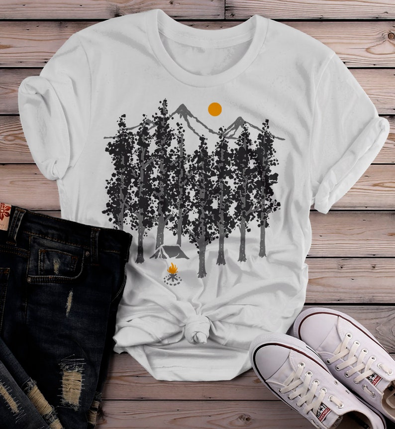 Women's Camping T Shirt Hipster Shirts Forest Nature Shirt | Etsy