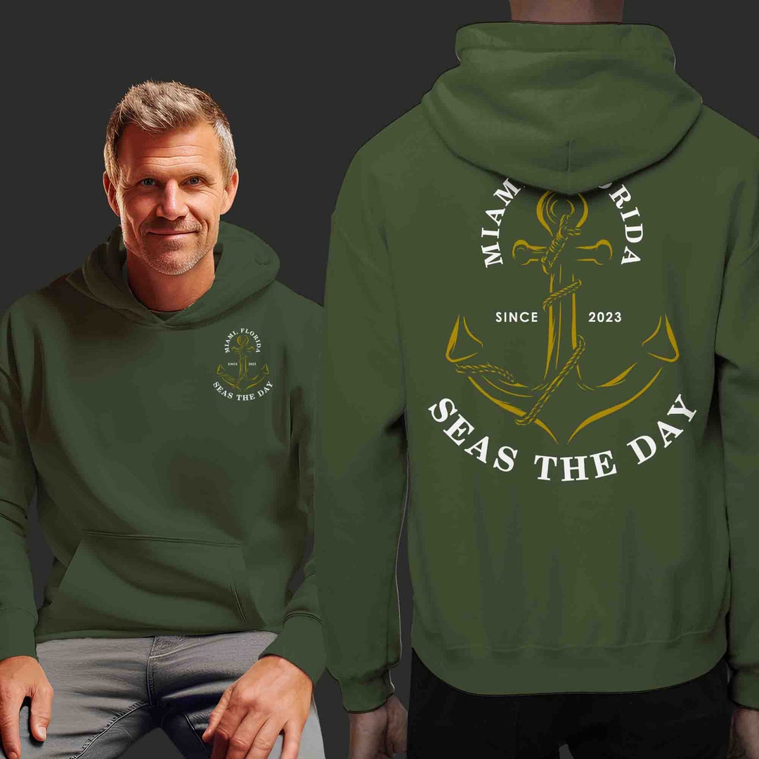 Men's Gildan Fleece Personalized Boat Crew Custom Anchor Yacht Captain ...