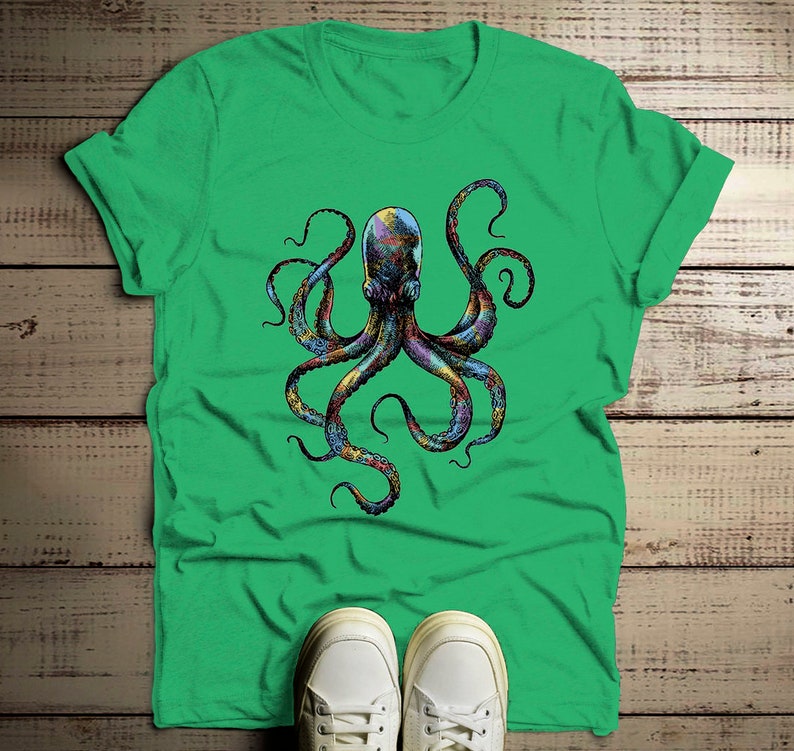 Men's Octopus T Shirt Hand Drawn Vintage Hipster Shirts - Etsy