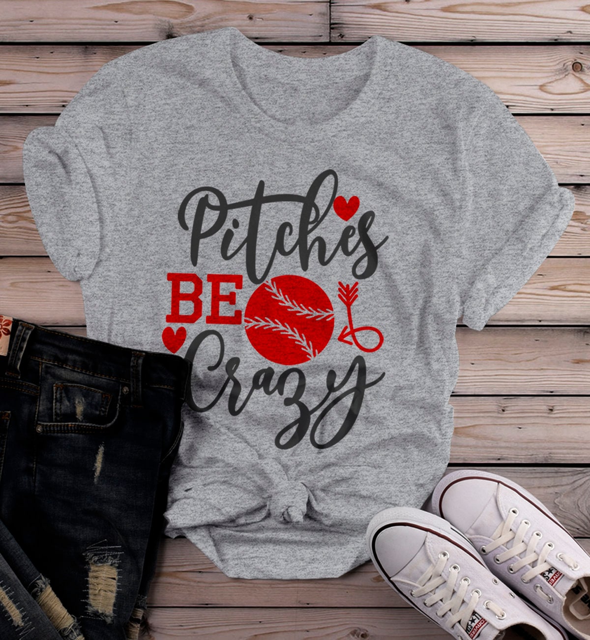 Women's Funny Baseball T Shirt Pitches Be Crazy Shirt | Etsy