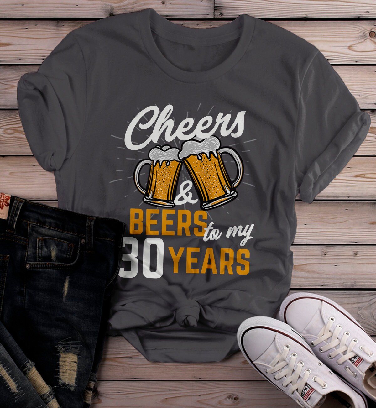 Womens Funny 30th Birthday T Shirt Cheers Beers Thirty Etsy