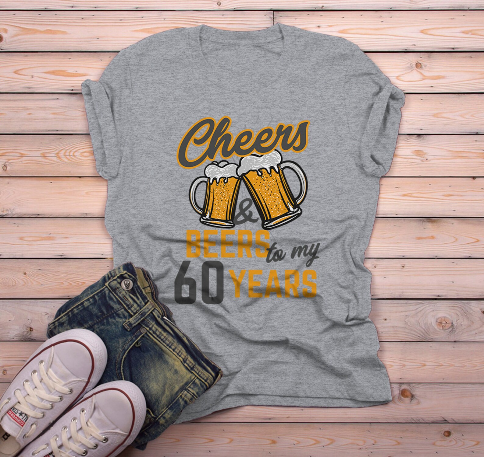 Men's Funny 60th Birthday T Shirt Cheers Beers Sixty Years - Etsy