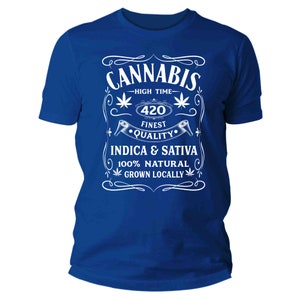 Men's Cannabis Label T Shirt Weed Tee Marijuana Pot Whiskey Tshirts ...