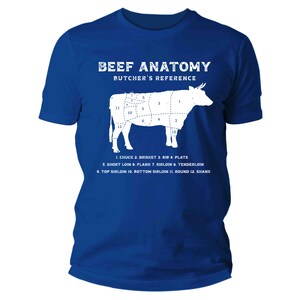 Men's Butcher Shirt Cuts of Beef Meat Anatomy T Shirt Illustrated Cow ...