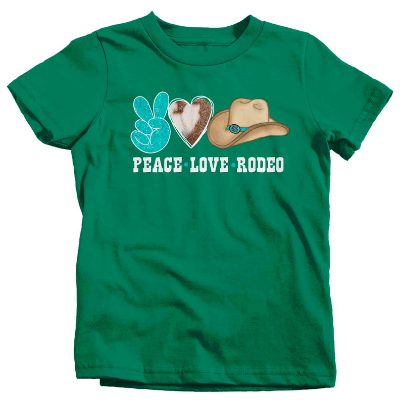 Kids Peace Love Rodeo Shirt Cowboy Hat T Shirt Rodeo Wild West - Etsy