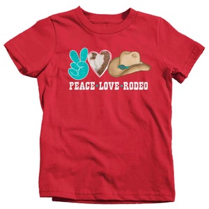 Kids Peace Love Rodeo Shirt Cowboy Hat T Shirt Rodeo Wild West Graphic ...