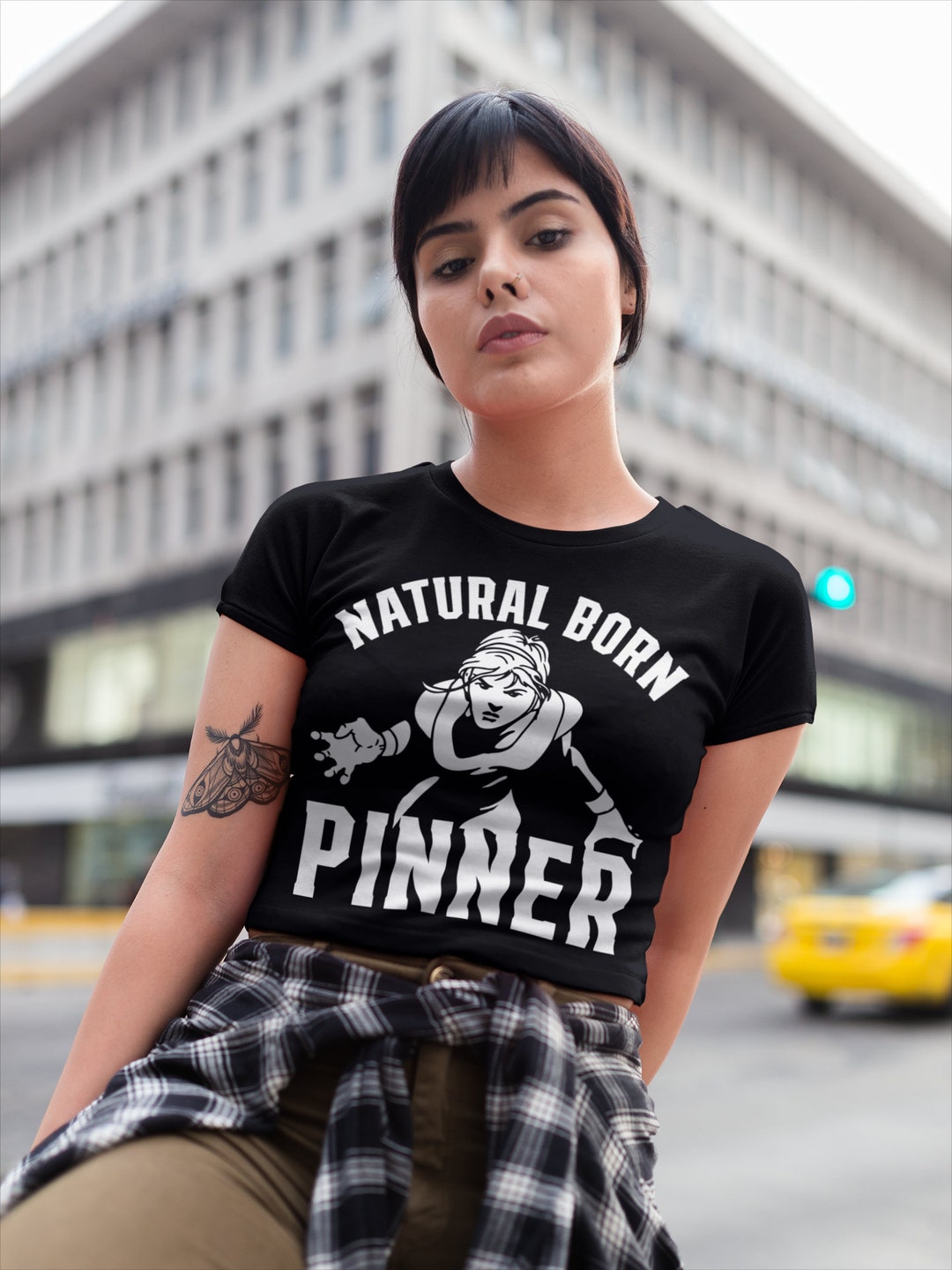 Women's Wrestling Shirt Natural Born Pinner T-shirt Female Wrestler ...