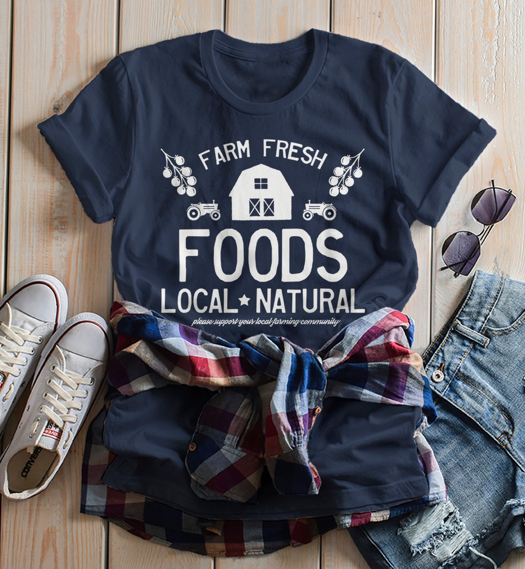 Women's Farming T Shirt Farm Fresh Food Graphic Tee Farmer Shirts ...