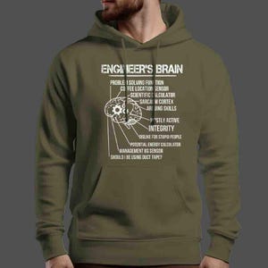 Men's Funny Engineer Hoodie Engineering Sweatshirt Engineer Brain ...