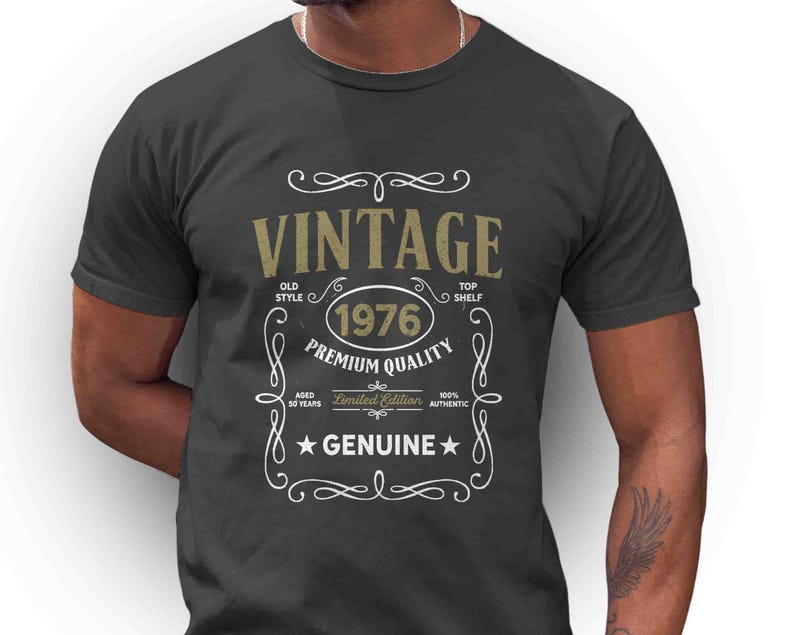 Men's Vintage 1976 50th Birthday T-shirt Classic Fifty Shirt 50 ...