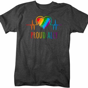 Men's Proud Ally LGBT T Shirt LGBT Support Shirt Friends Heart Shirts ...