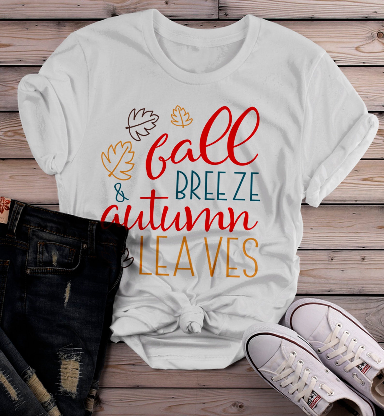Women's Fall Breeze T Shirt Autumn Leaves Shirts Season - Etsy