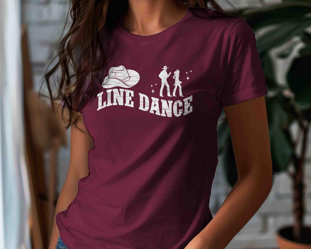 Women's Line Dance Shirt Cowgirl Hat Western Dancing Tshirt Tee Cute ...