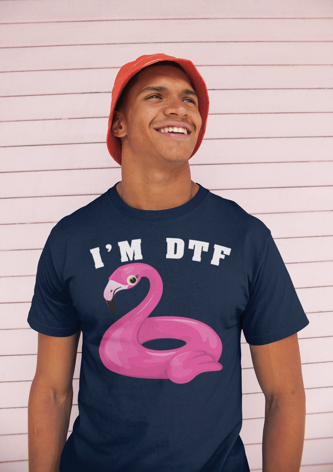 Men's Funny Boating Shirt I'm DTF Float Pool Floatie Flamingo Boat T ...