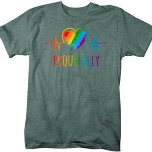 Men's Proud Ally LGBT T Shirt LGBT Support Shirt Friends Heart Shirts ...