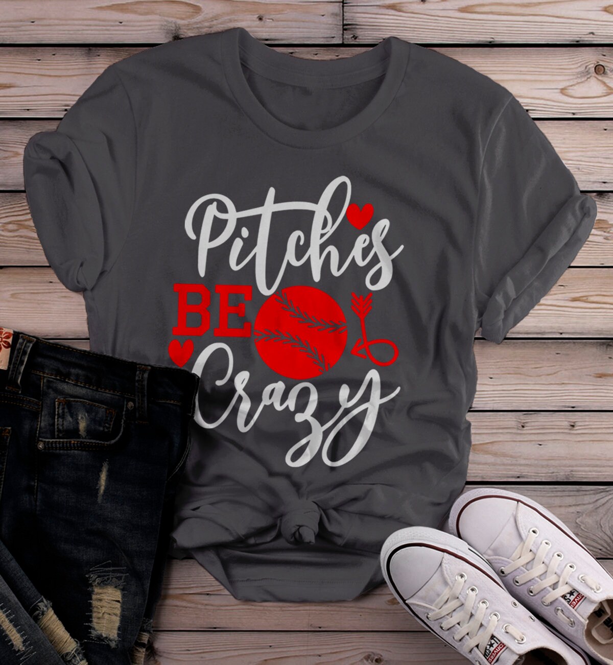 Women's Funny Baseball T Shirt Pitches Be Crazy Shirt | Etsy