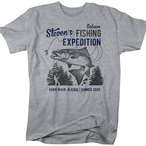 Men's Personalized Salmon Fishing T-shirt - Fisherman Trip Expedition ...