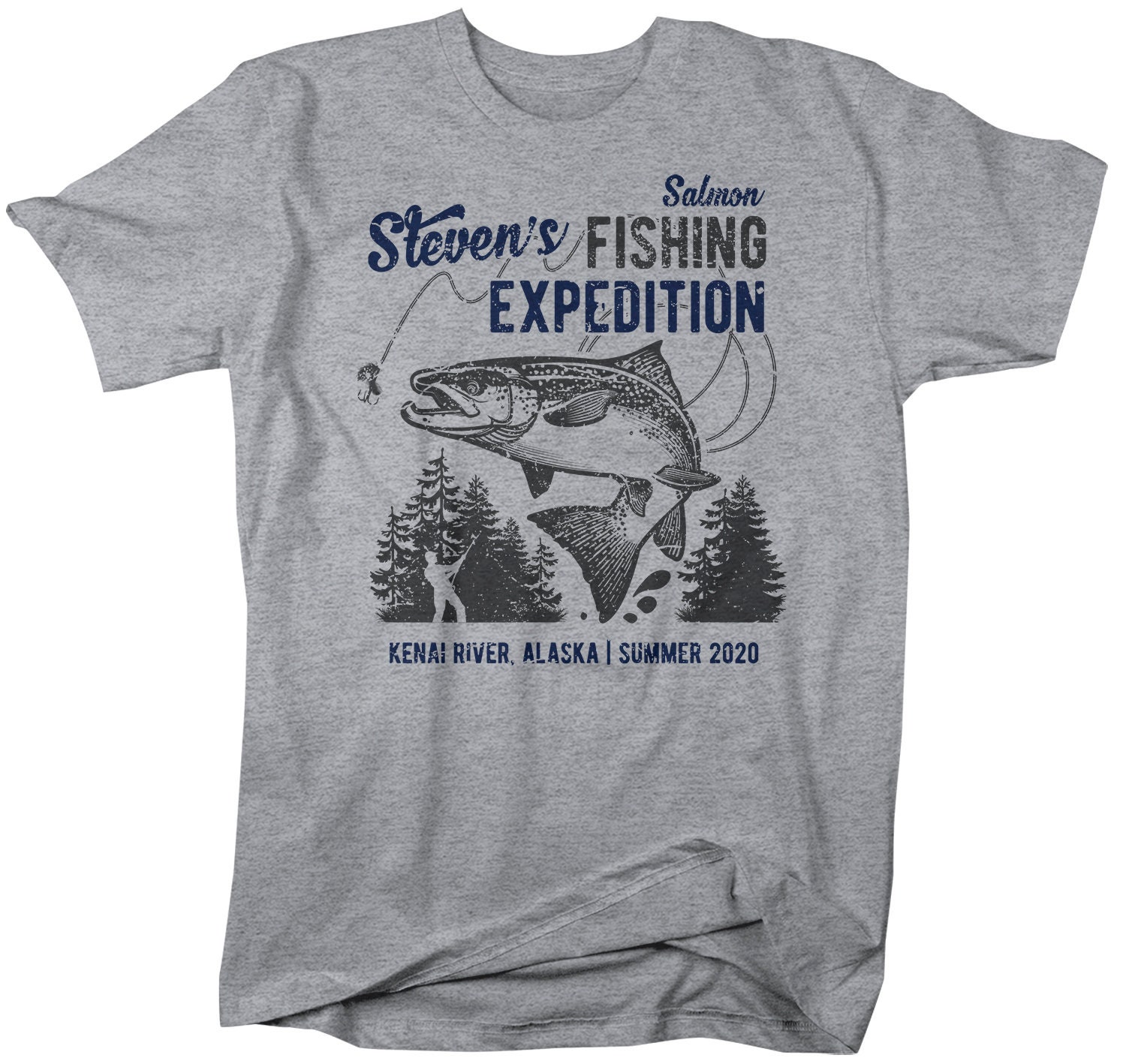 Men's Personalized Salmon Fishing T-Shirt Fisherman Trip | Etsy