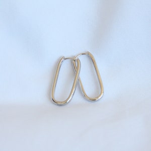 Oblong Silver Rectangular Huggie, Silver U Shape Huggies, Silver Huggies, Huggies, Silver Hoops ...