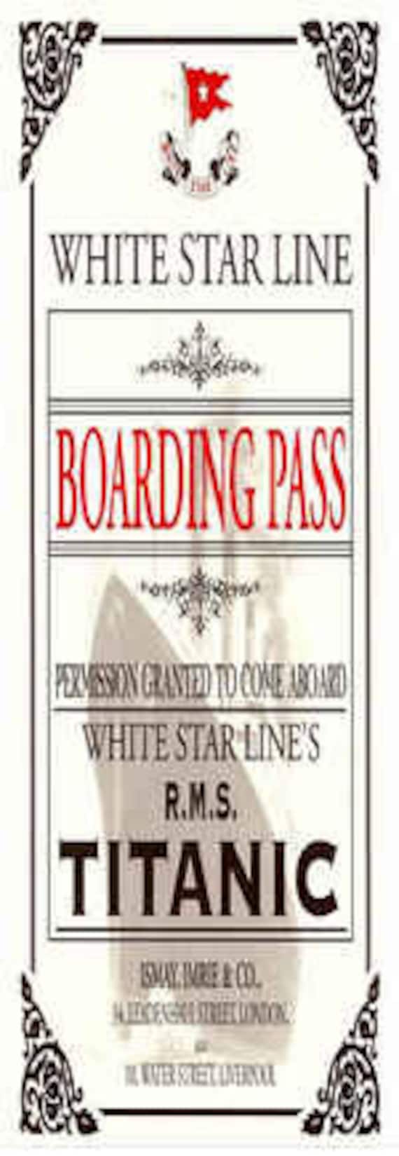 Titanic Boarding Pass Bookmark | Etsy