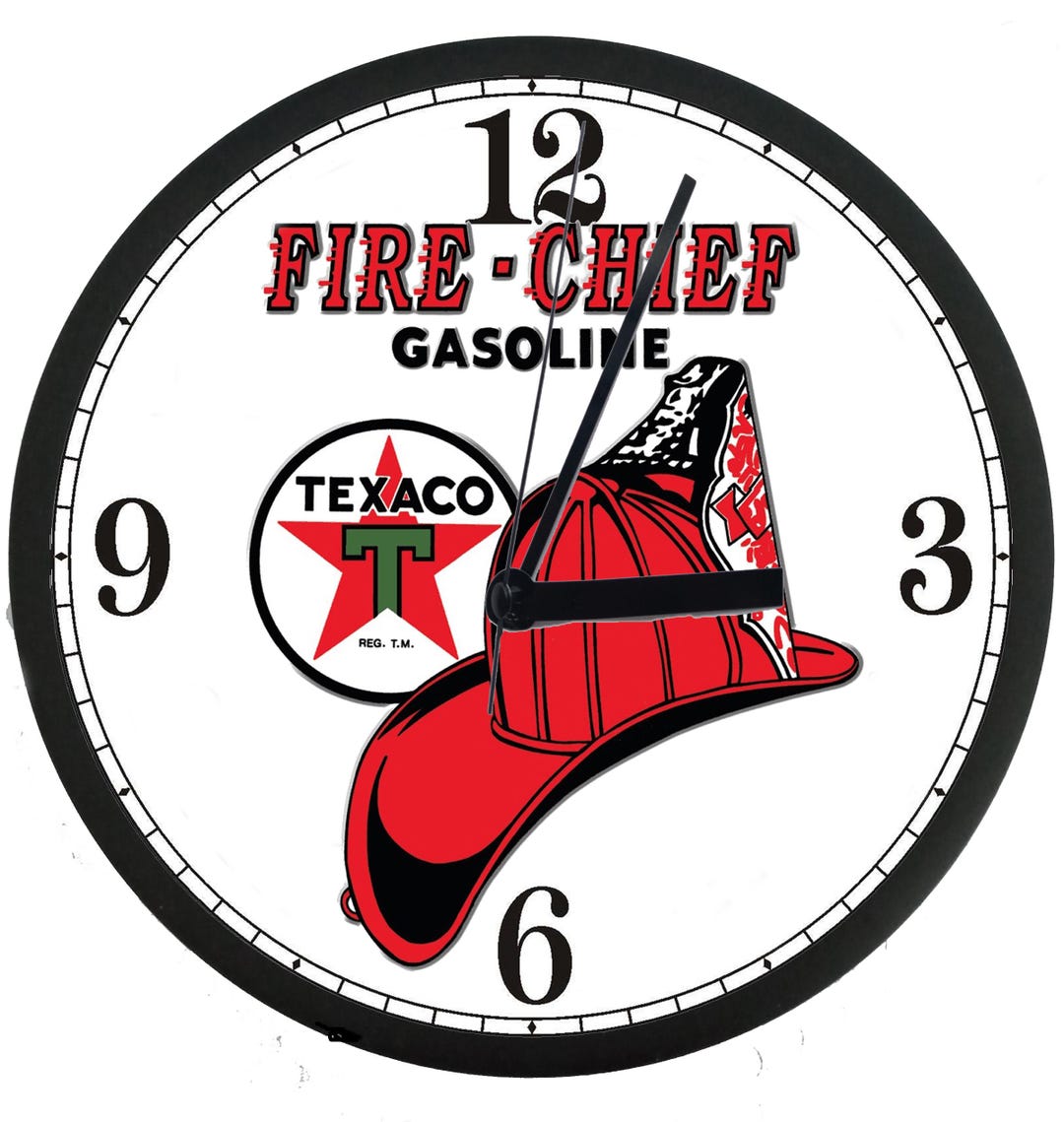 Texaco Fire Chief Wall Clock Retro Design, Mancave, Garage, Home Decor ...